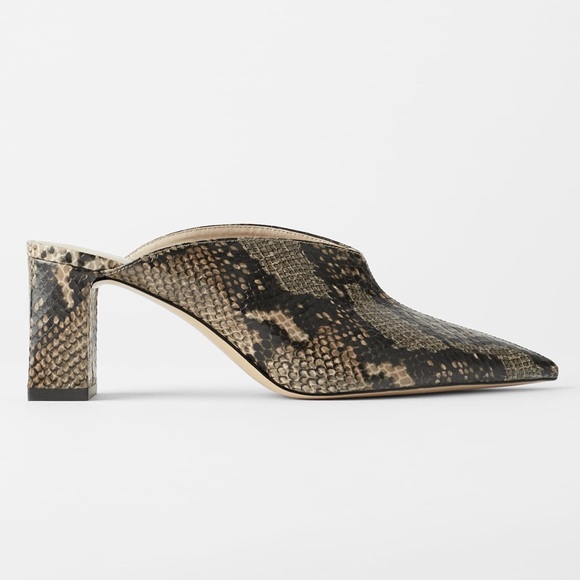 Zara | Shoes | Zara Animal Snakeskin Print High Heeled Mules New | Poshmark